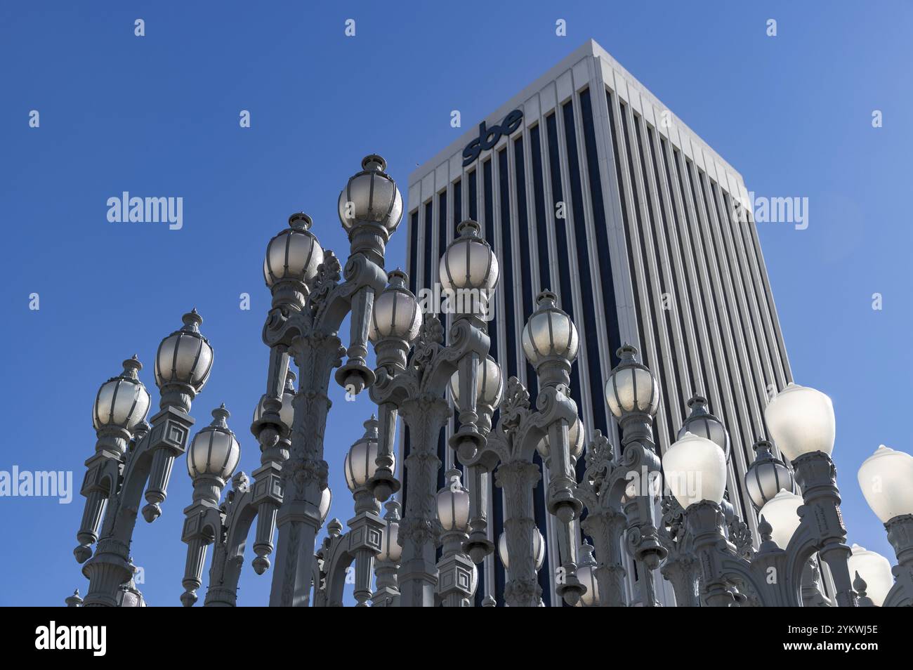 A picture of Urban Light, a public art designed by Chris Burden and ...