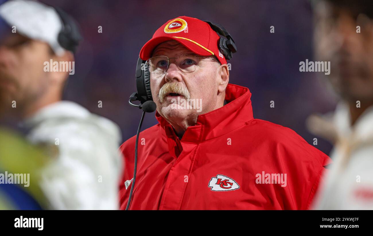 Kansas City Chiefs head coach Andy Reid walks the sideline during an ...