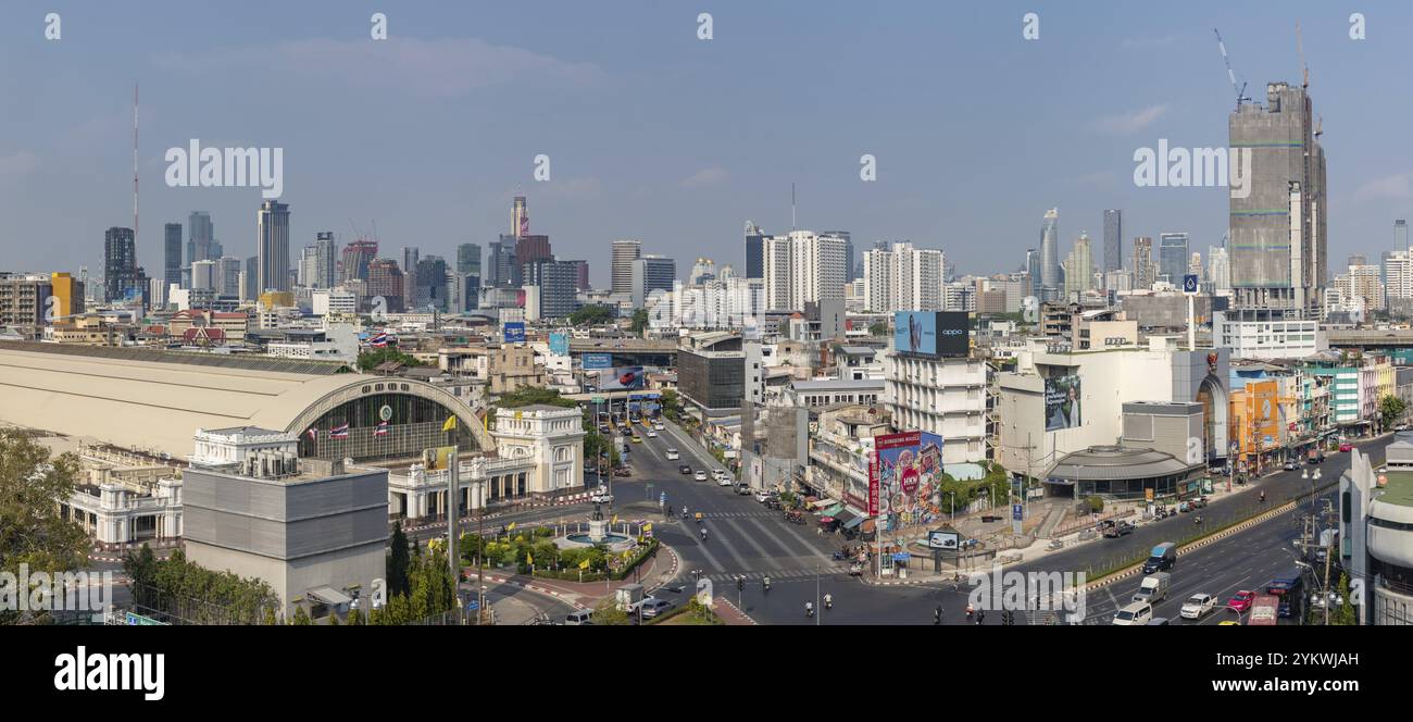 A picture of the Hua Lamphong area of downtown Bangkok, and the high ...