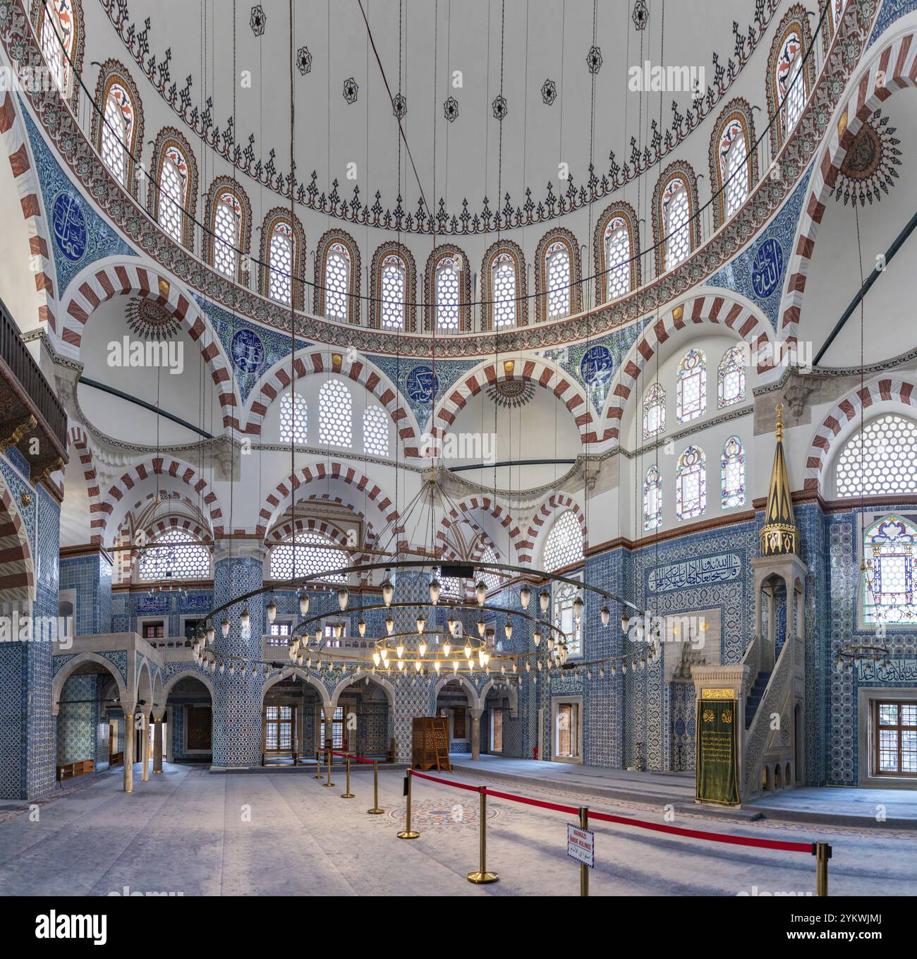 A picture of the colorful and gorgeous interior of the Rustem Pasha Mosque, in Istanbul Stock ...