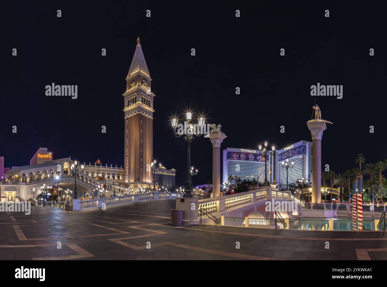 A picture of the Venetian Las Vegas at night, with the Rialto Bridge ...