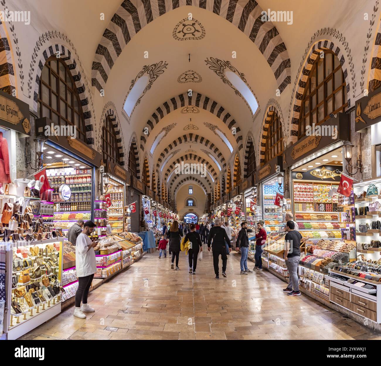 A picture of the shops inside the Egyptian or Spice Bazaar, in Istanbul ...