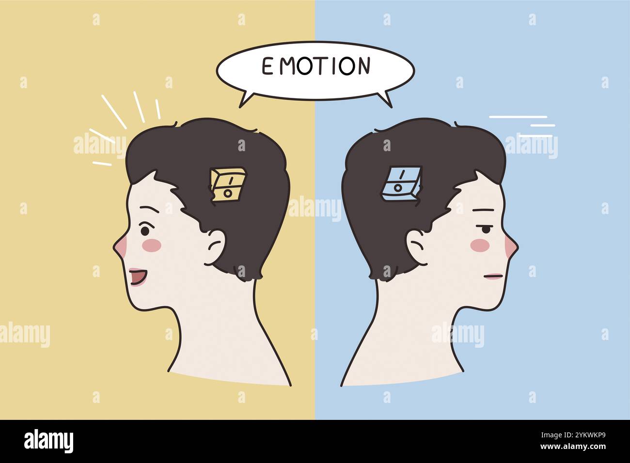 Emotional intelligence and emotions concept. Human head silhouette with ...