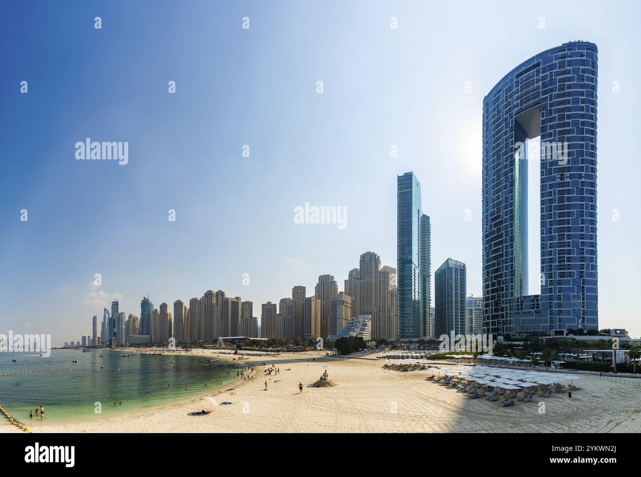 A picture of the Dubai Marina buindings, the Marina Beach and the large ...