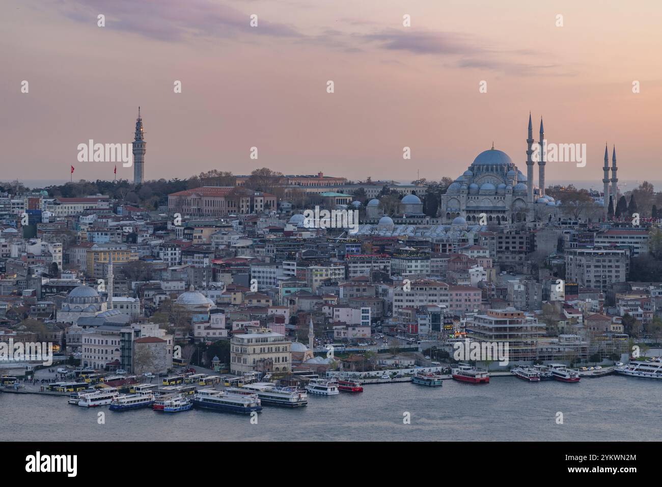 A picture of the Suleymaniye Mosque and the Golden Horn waterfront at ...