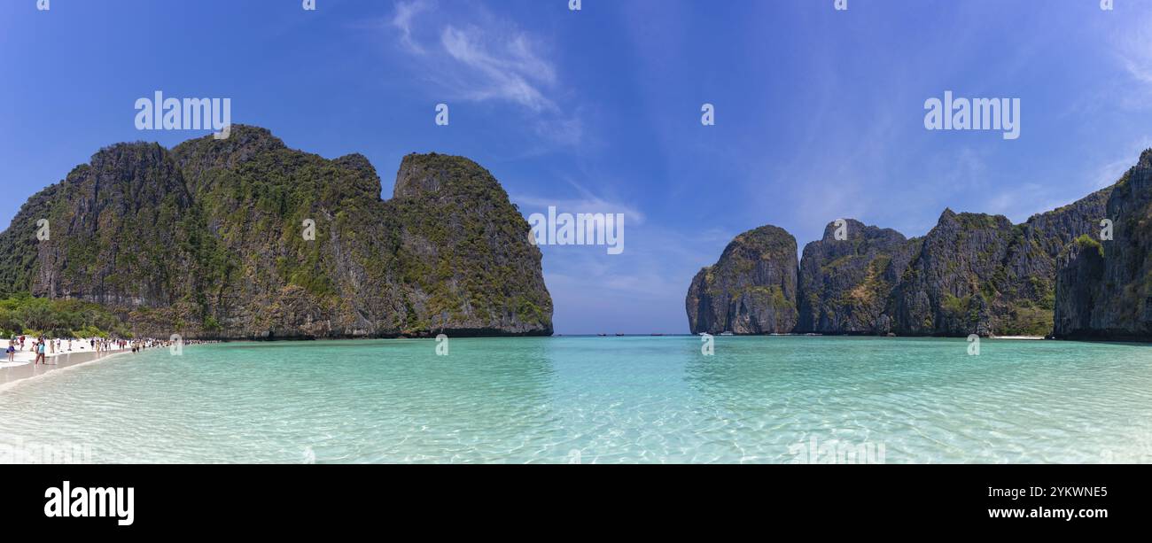 A panorama picture of the iconic Maya Bay, on the Ko Phi Phi Lee Island ...