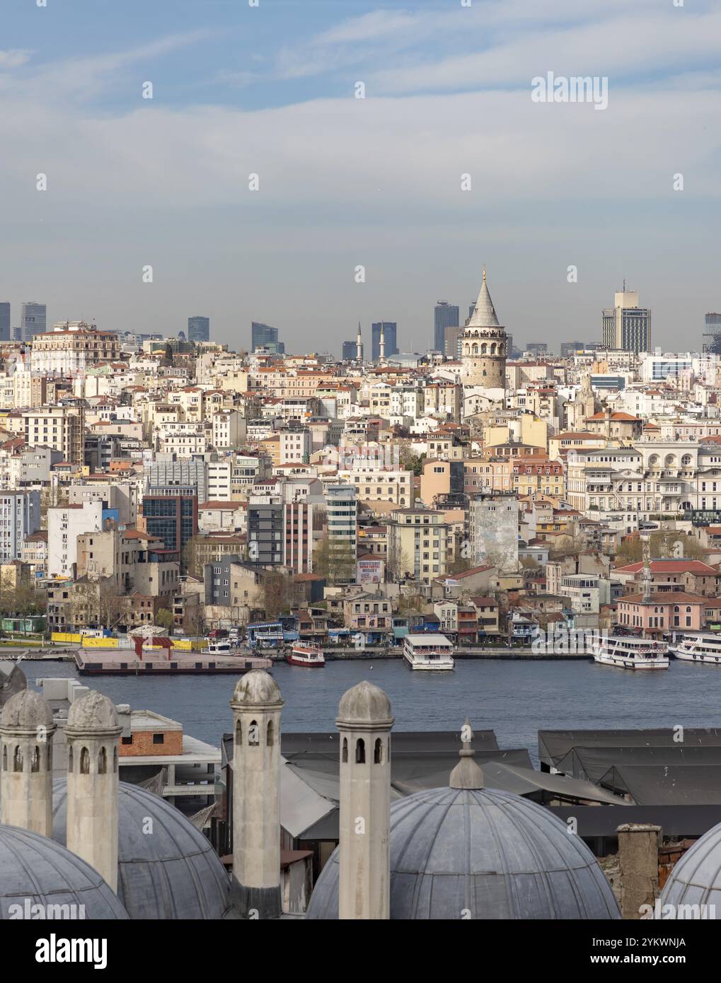 A picture of the buildings and waterfront of the Beyoglu district, with ...