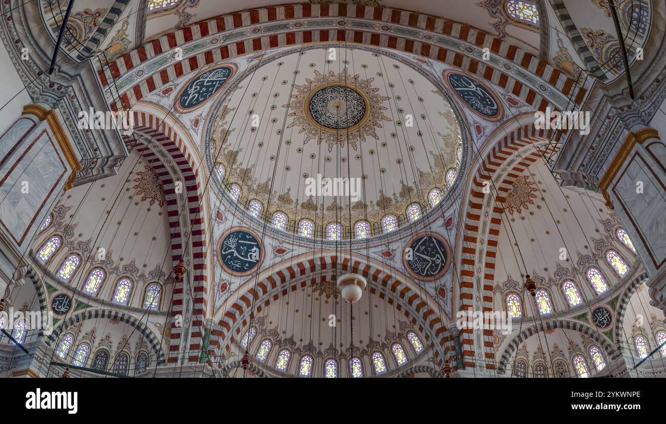 A picture of the colorful and gorgeous interior of the Fatih Mosque, in ...
