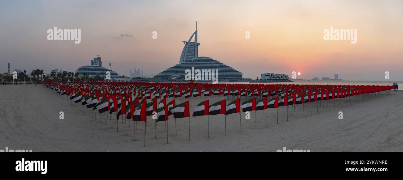 A picture of many United Arab Emirates flags at the Jumeirah Public ...