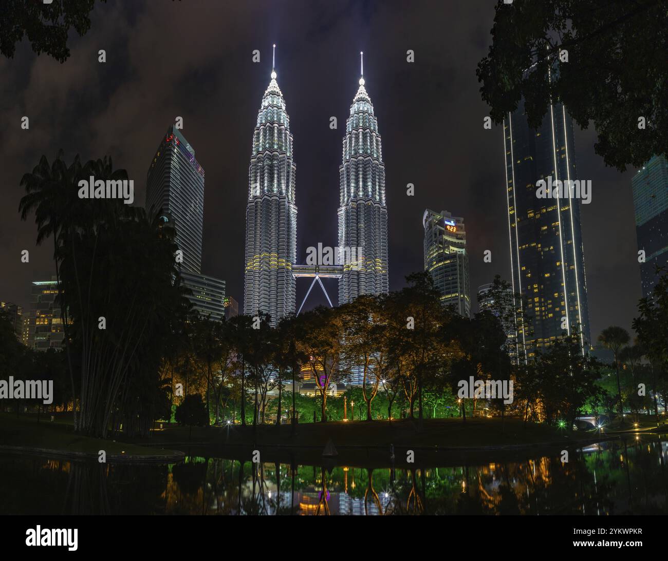 A picture of the Petronas Twin Towers as seen from the KLCC Park at ...