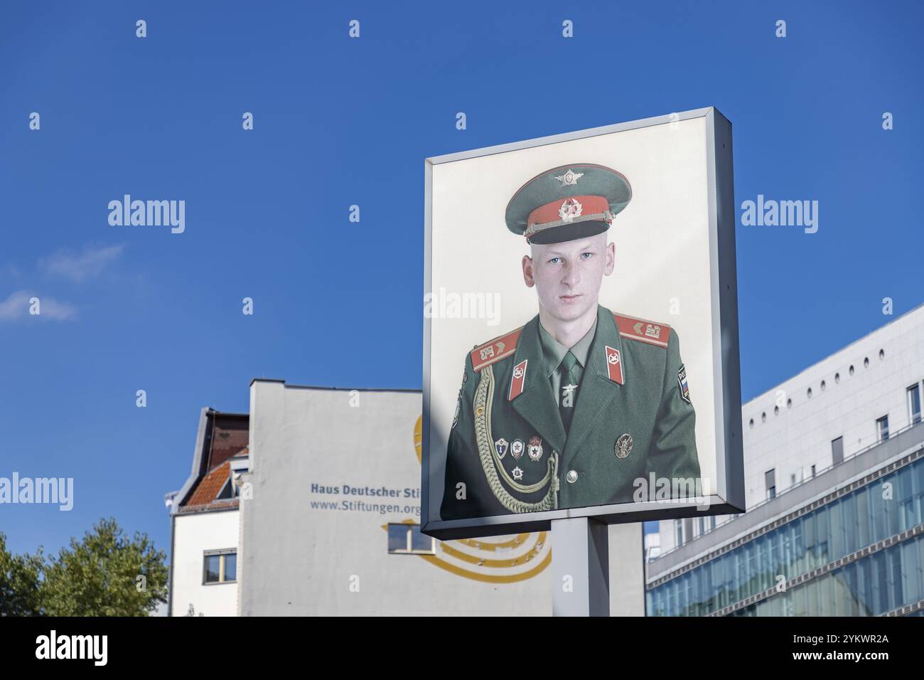 A picture of a soldier portrait at the Checkpoint Charlie Stock Photo ...