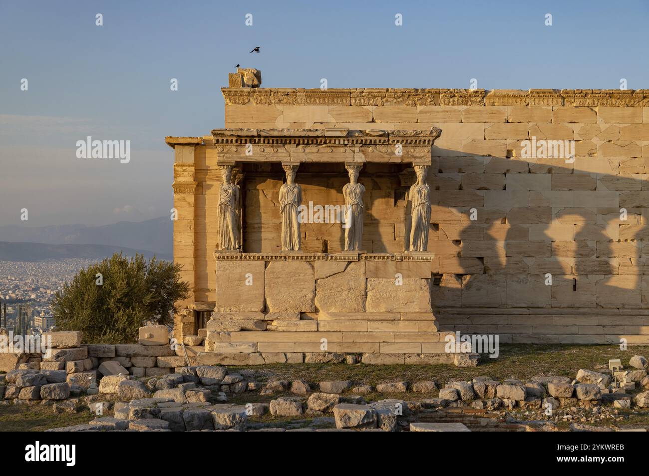 A picture of the Caryatids of the Erechtheion, one of the temples of the Acropolis of Athens ...