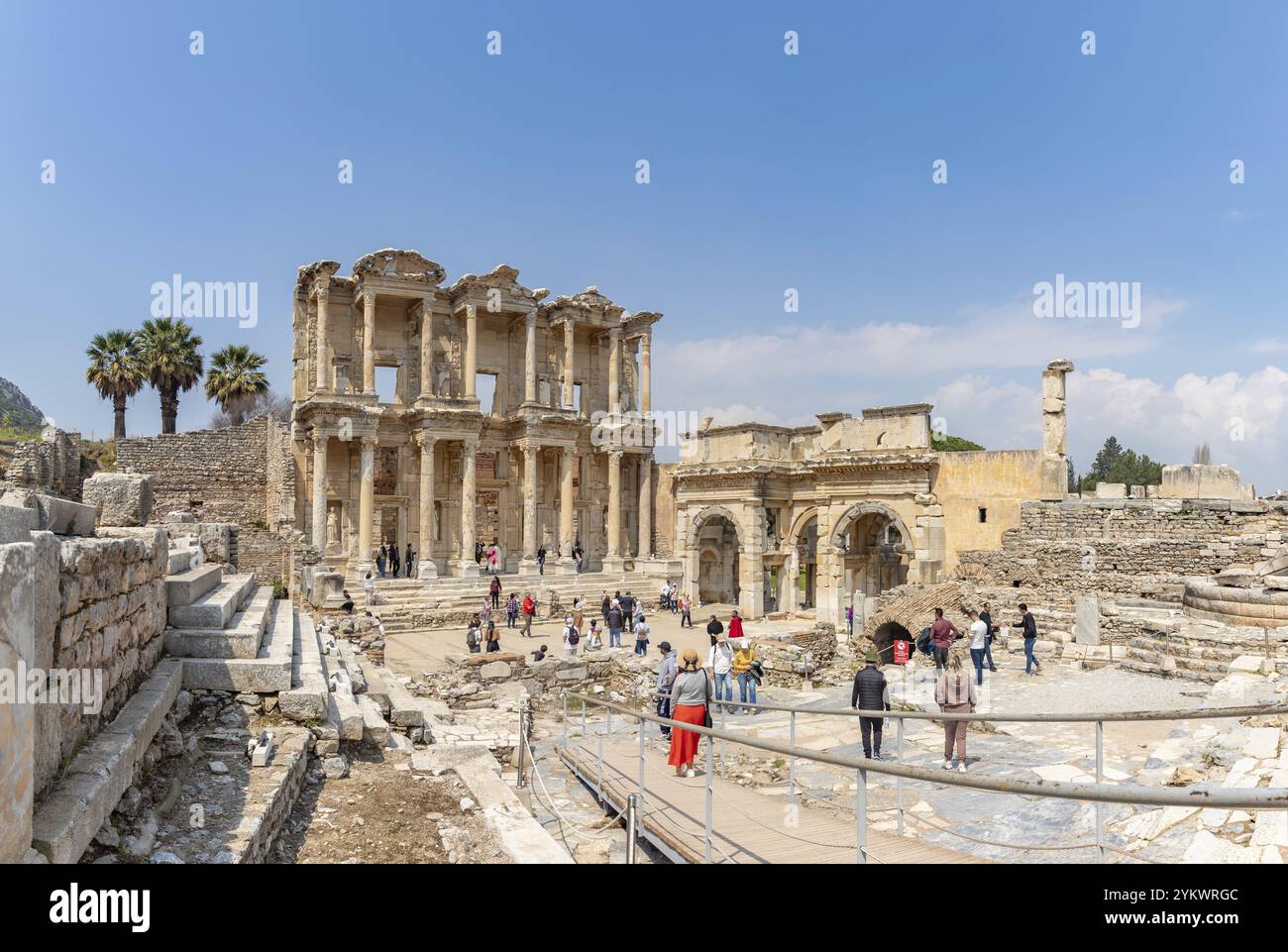 A picture of the Library of Celsus at the Ephesus Ancient City Stock ...