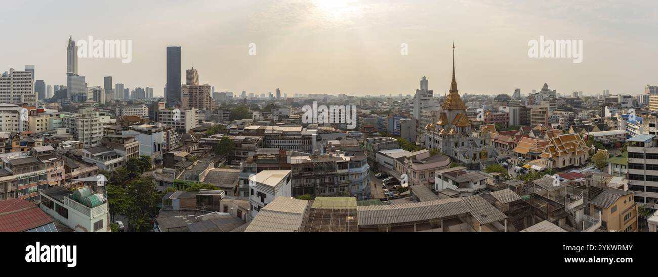A panorama picture of the roofs of the Samphanthawong, Bang Rak and ...