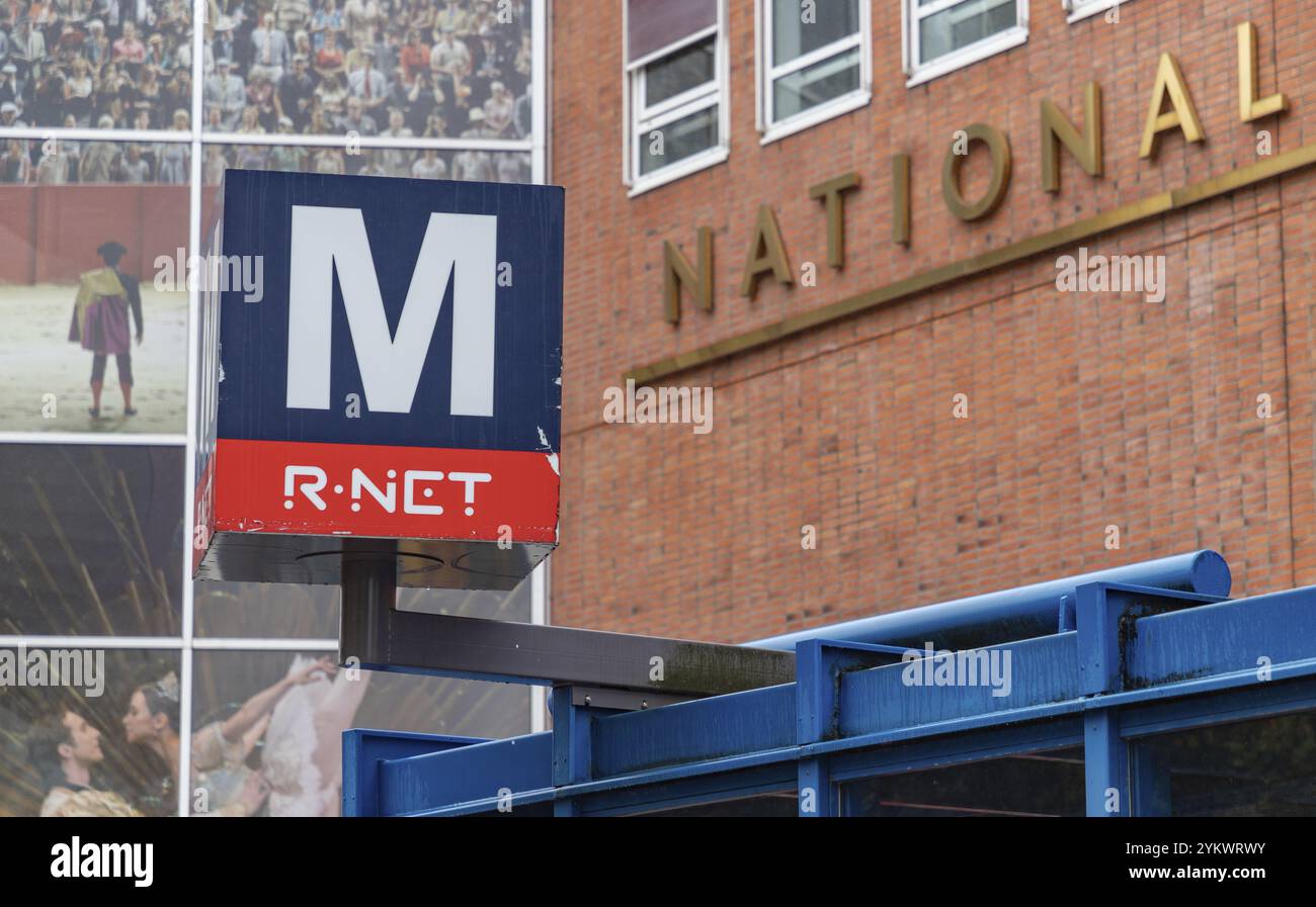 A picture of the Amsterdam subway sign in in front of the National ...