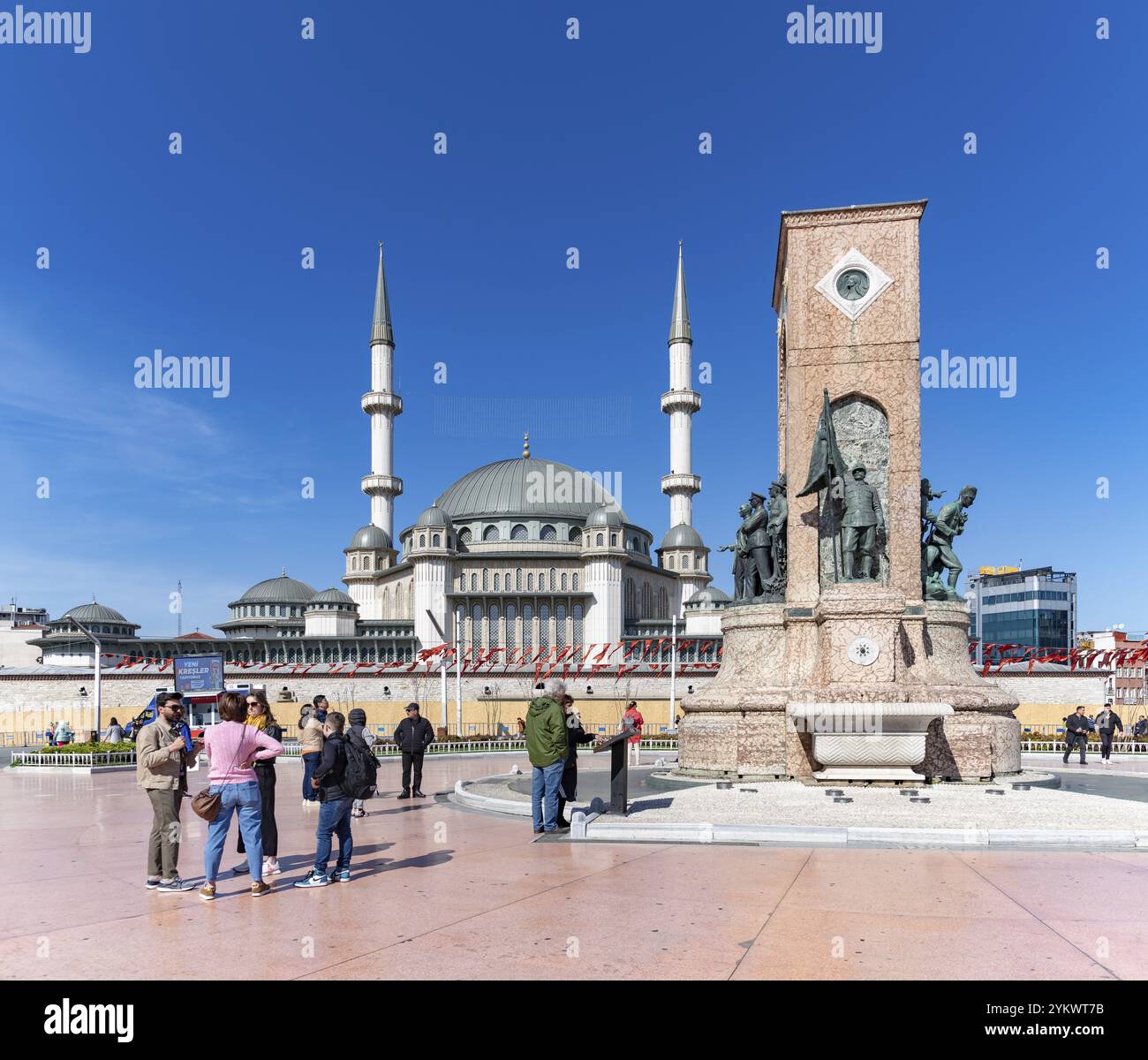 A picture of the Taksim Mosque, the Republic Monument and the Taksim ...