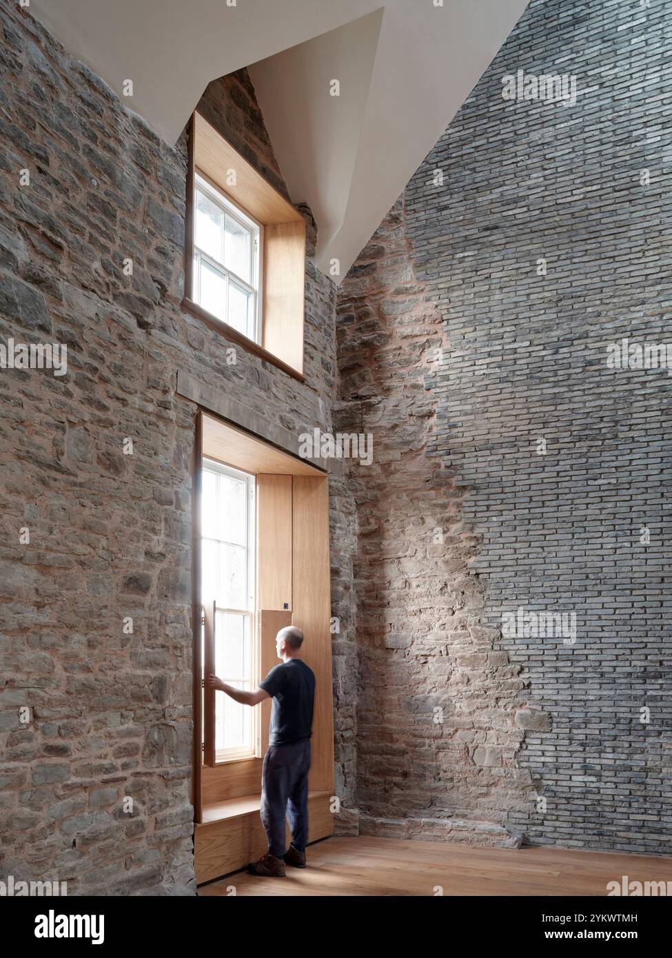 Reclaimed and salvaged stone and modern windows. Hay Castle, Hay-on-Wye ...