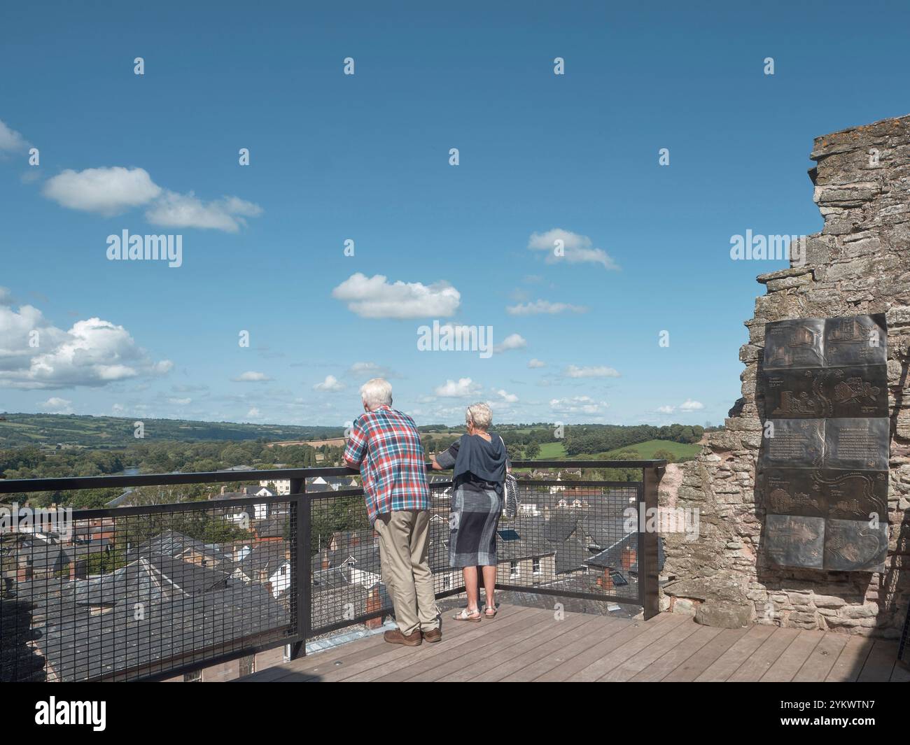 Viewing platform in castle keep. Hay Castle, Hay-on-Wye, United Kingdom ...