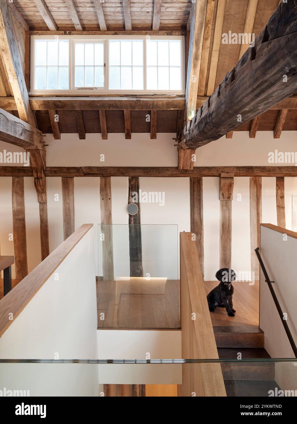 Stairs linking new and historic floor levels. Hay Castle, Hay-on-Wye ...