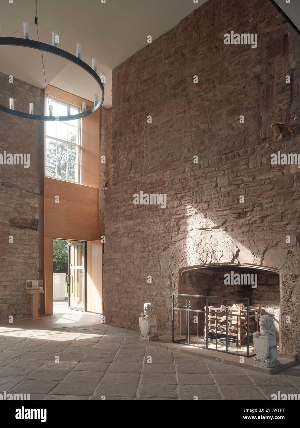 Modernised double-height Great Hall with fireplace. Hay Castle, Hay-on ...
