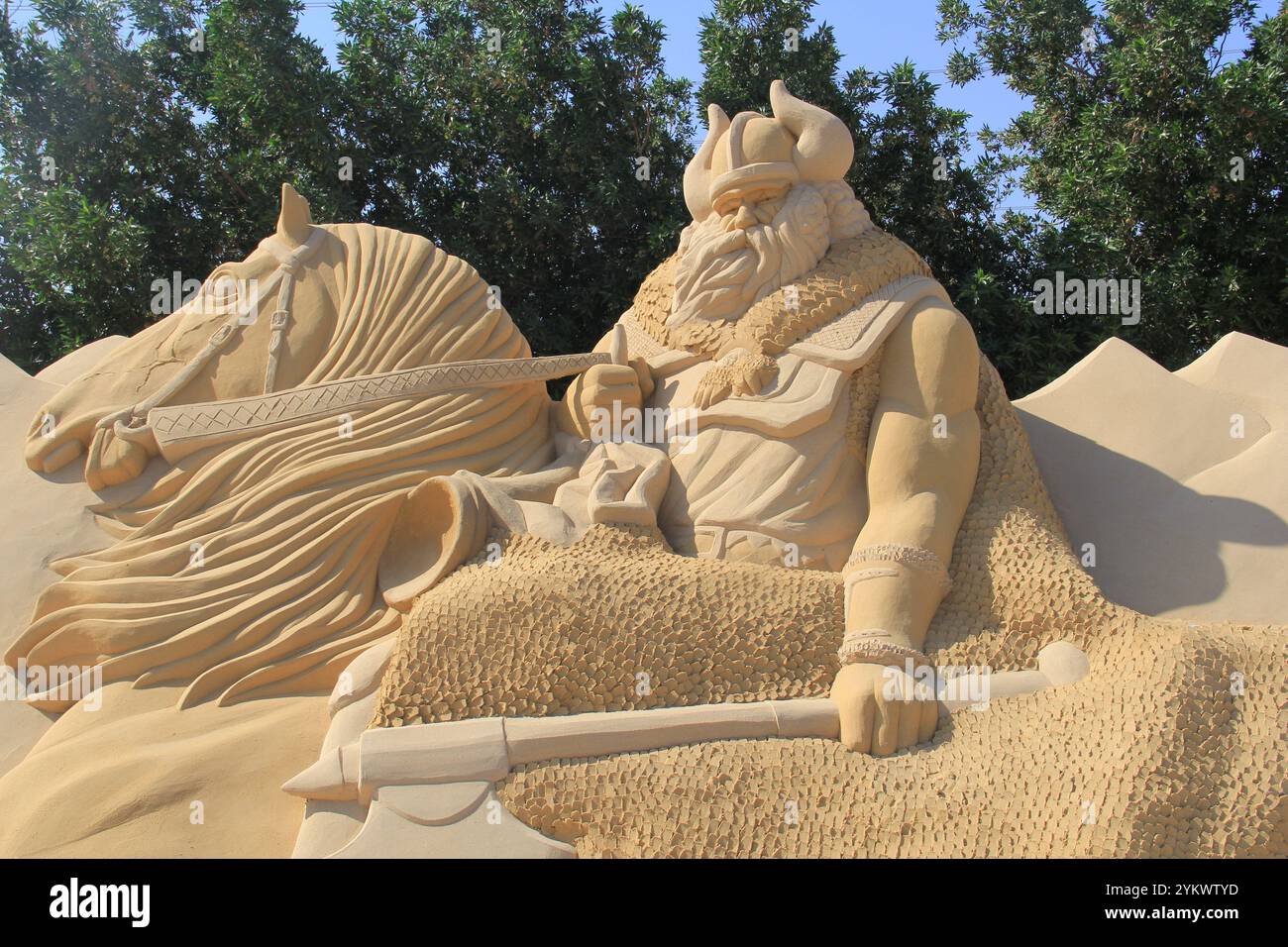Sculptures made of sand for famous historical and ancient figures Stock ...