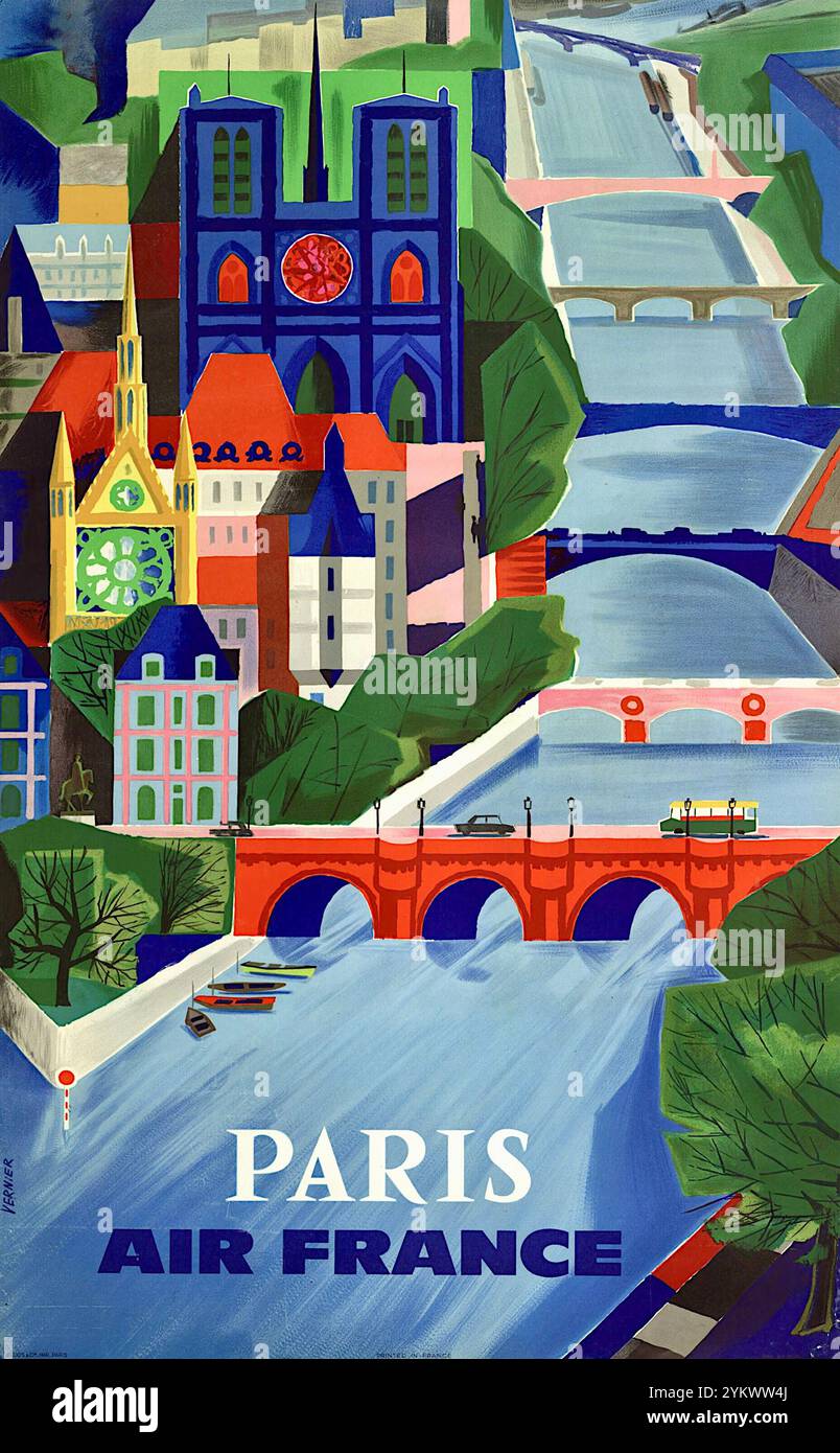 Francois Vernier - French Travel Poster - Paris, France - 1961 Stock ...