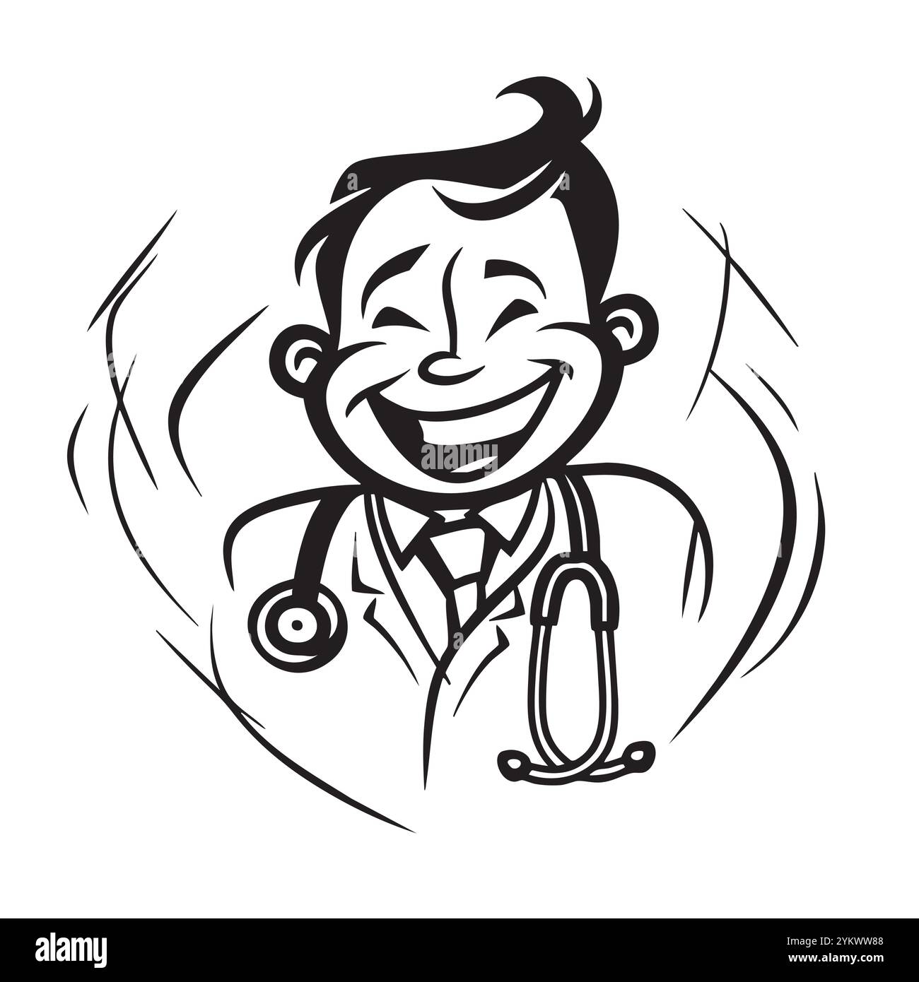 Vector line sketch Doctor Medicine logo cartoon Stock Vector Image ...
