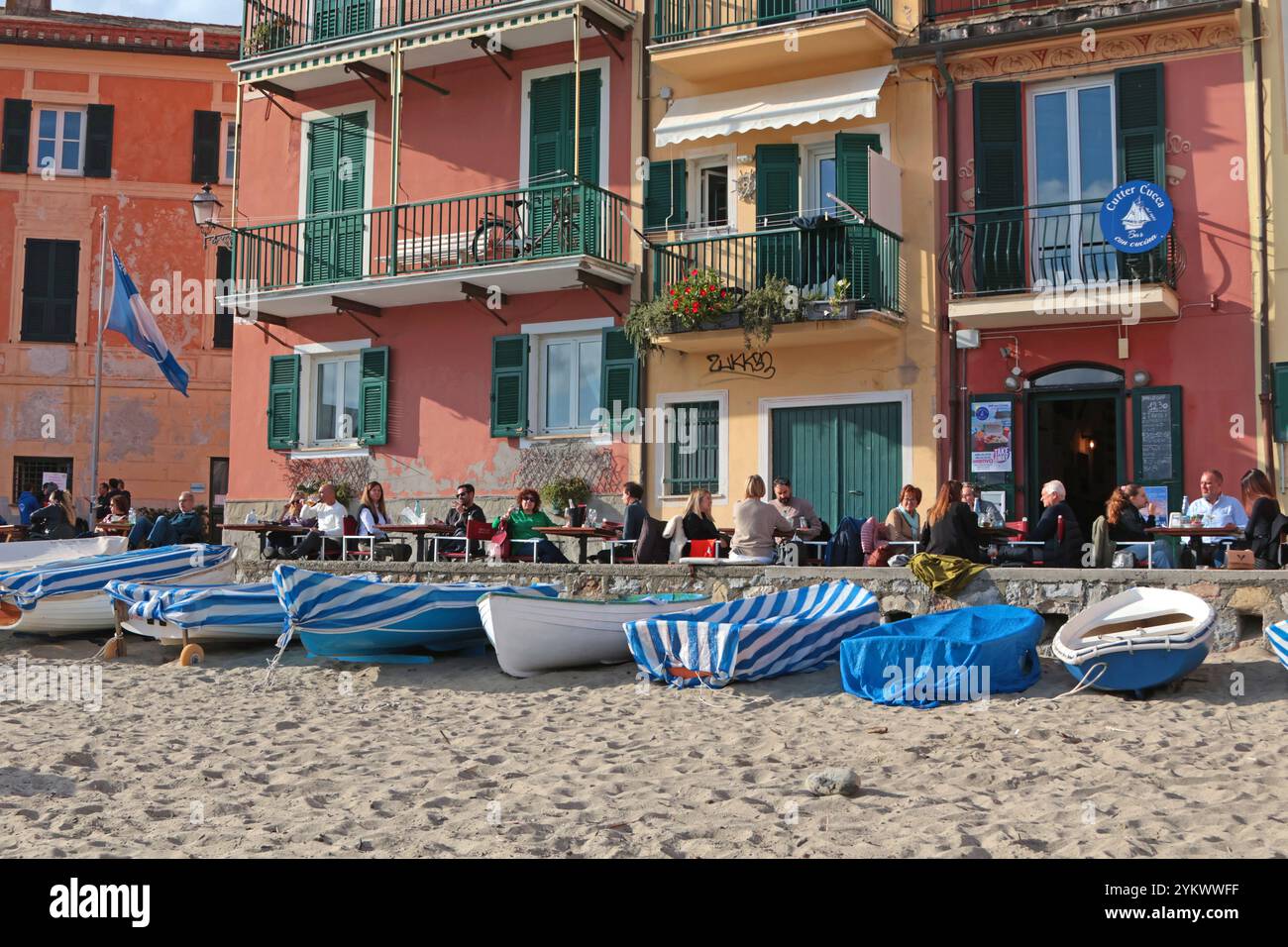 Sestri Levante, Italy - November 17, 2024. Historical buildings in bay ...