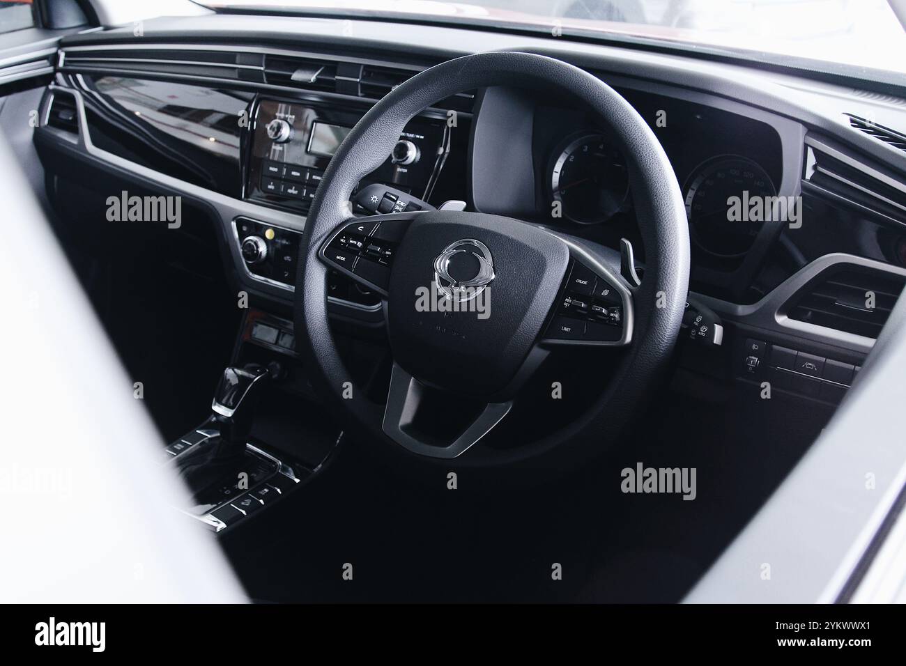 Interior of a car, steering wheel Stock Photo - Alamy