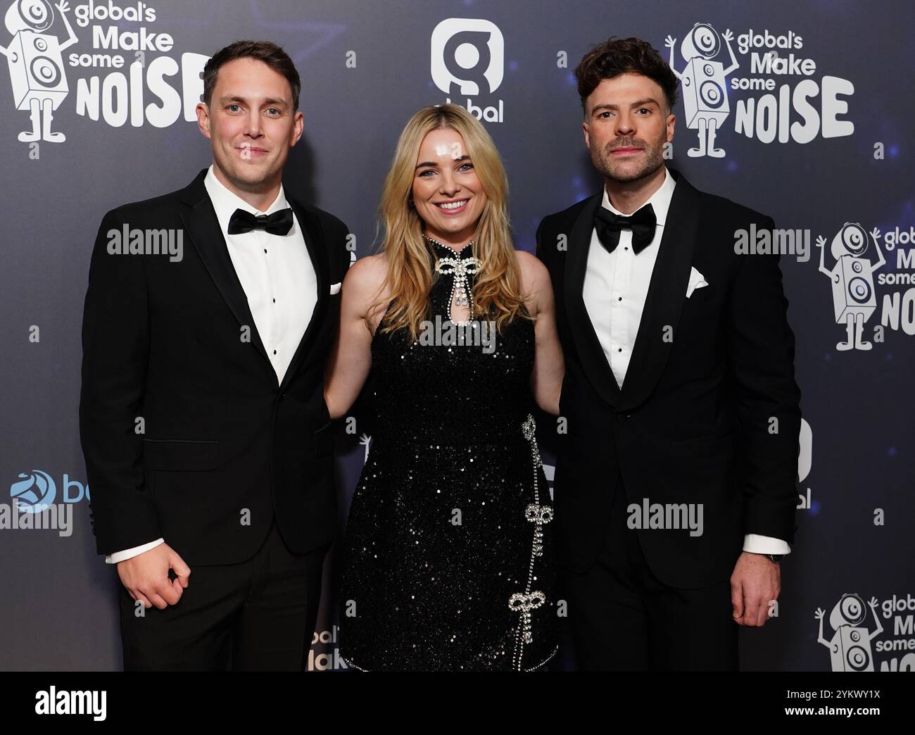 Chris Stark, Sian Welby and Jordan North attend Global's Make Some Noise Charity Gala at the ...