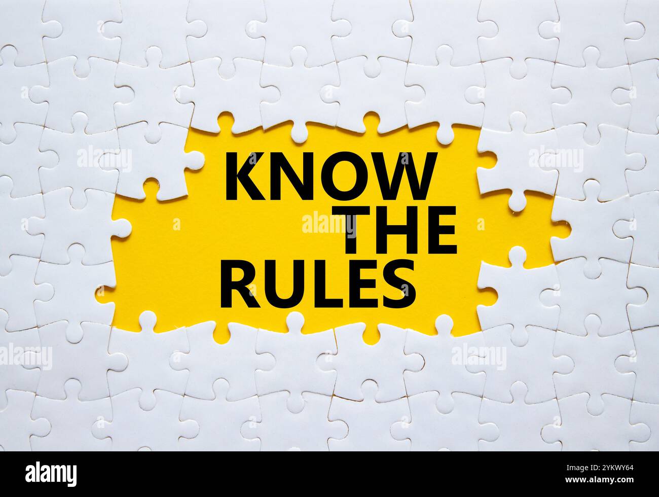 Know the rules symbol. Concept words Know the rules on white puzzle ...