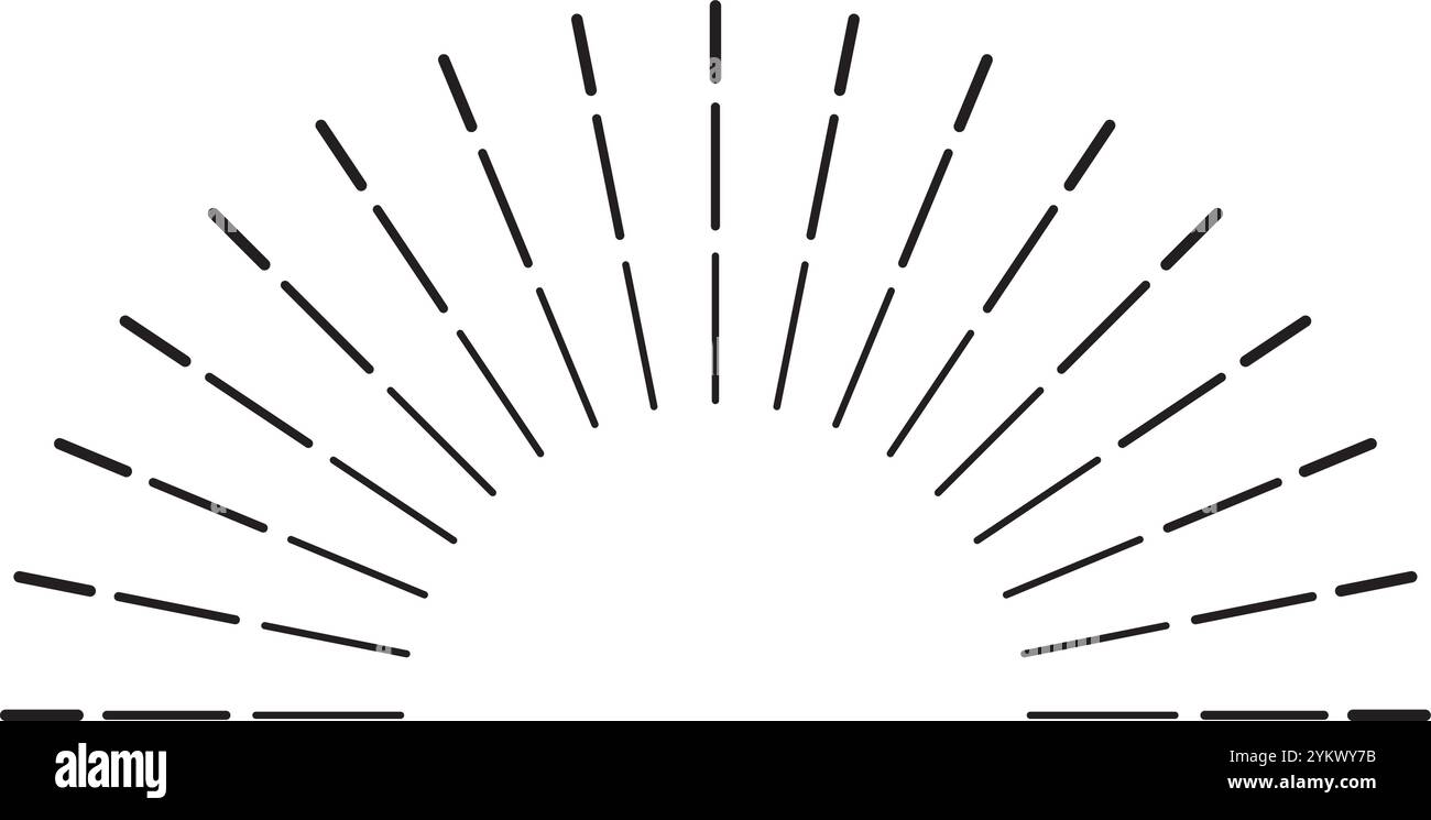 Black dotted lines are radiating outward in a semicircular sunburst ...