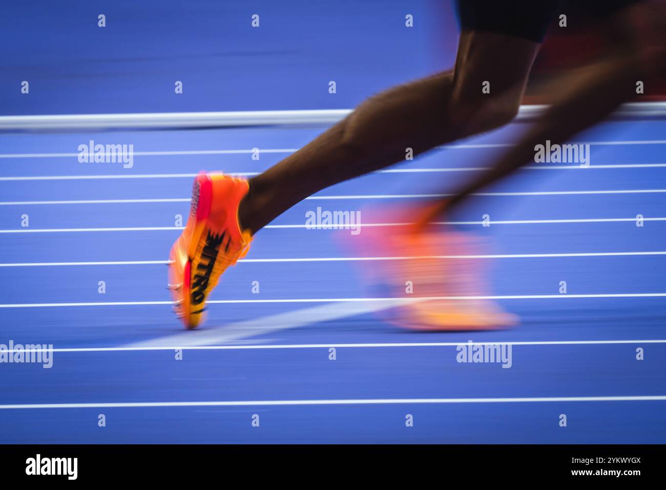 Orange Puma athletic shoes in the 400 meters at the Paris 2024 Olympic ...