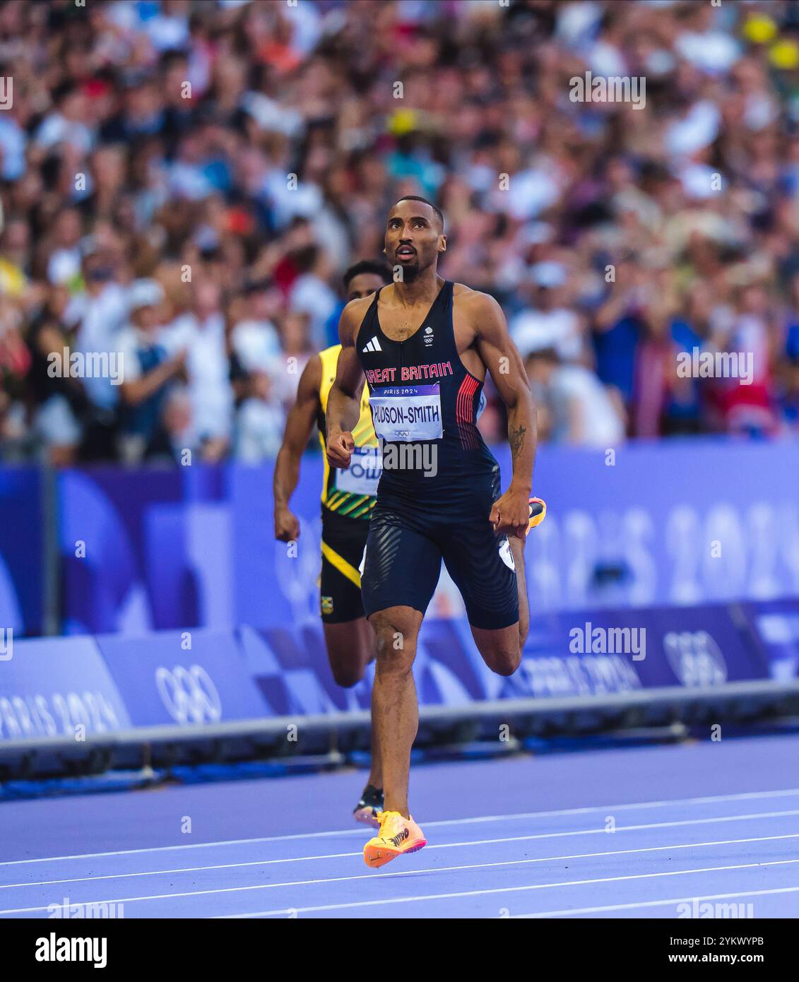 Matthew Hudson-Smith participating in the 400 meters at the Paris 2024 ...