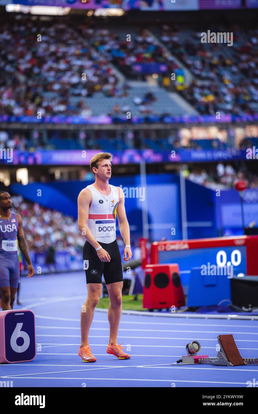 Alexander Doom participating in the 400 meters relay at the Paris 2024 ...