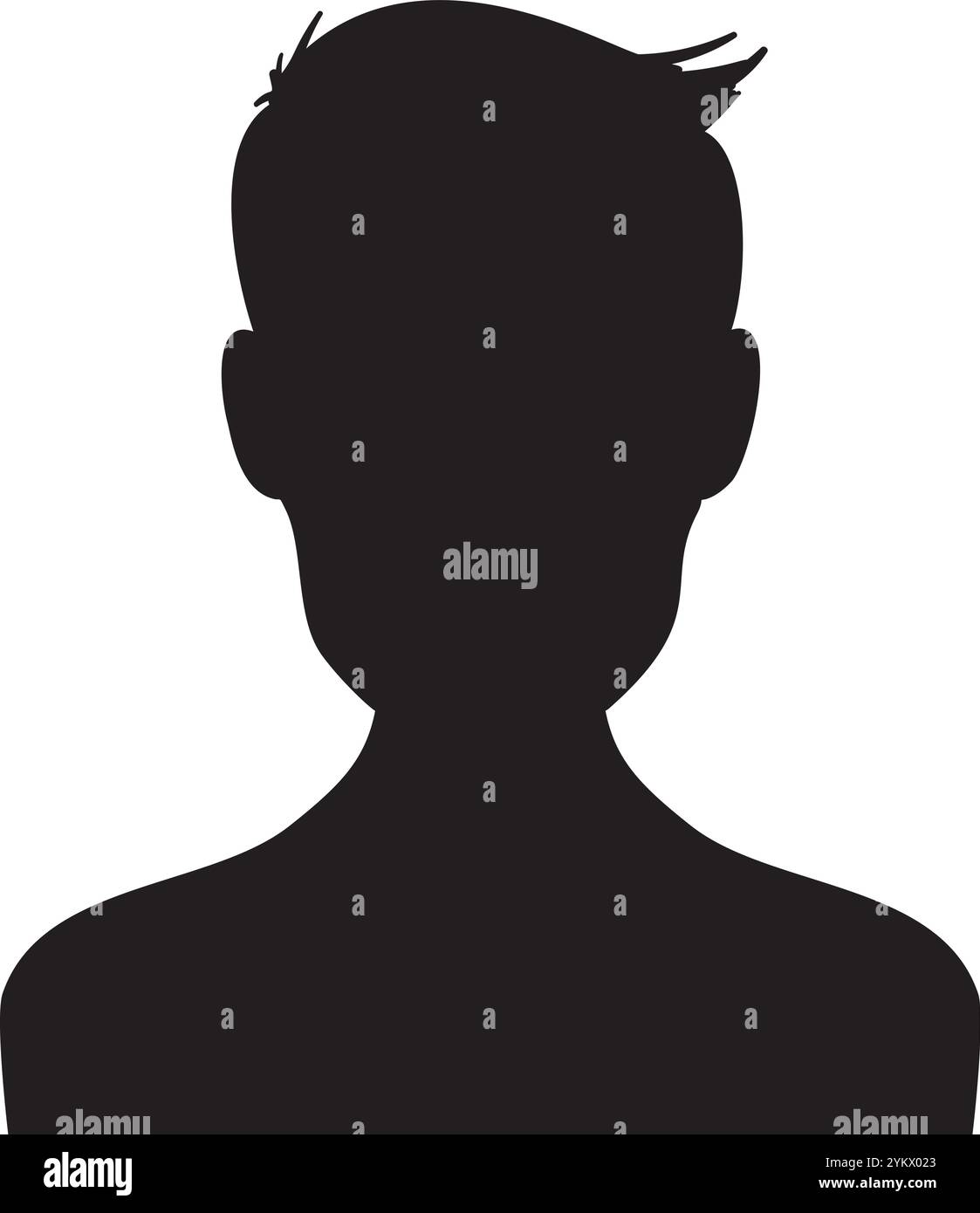Bust portrait silhouette of a young man with stylized hair facing ...