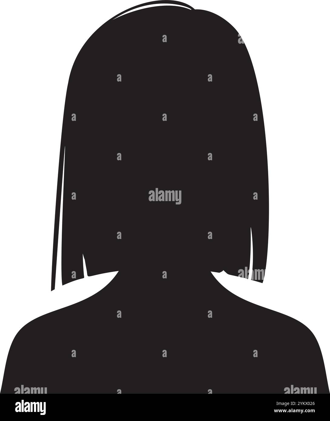 Black silhouette of a woman with short bob haircut facing forward ...