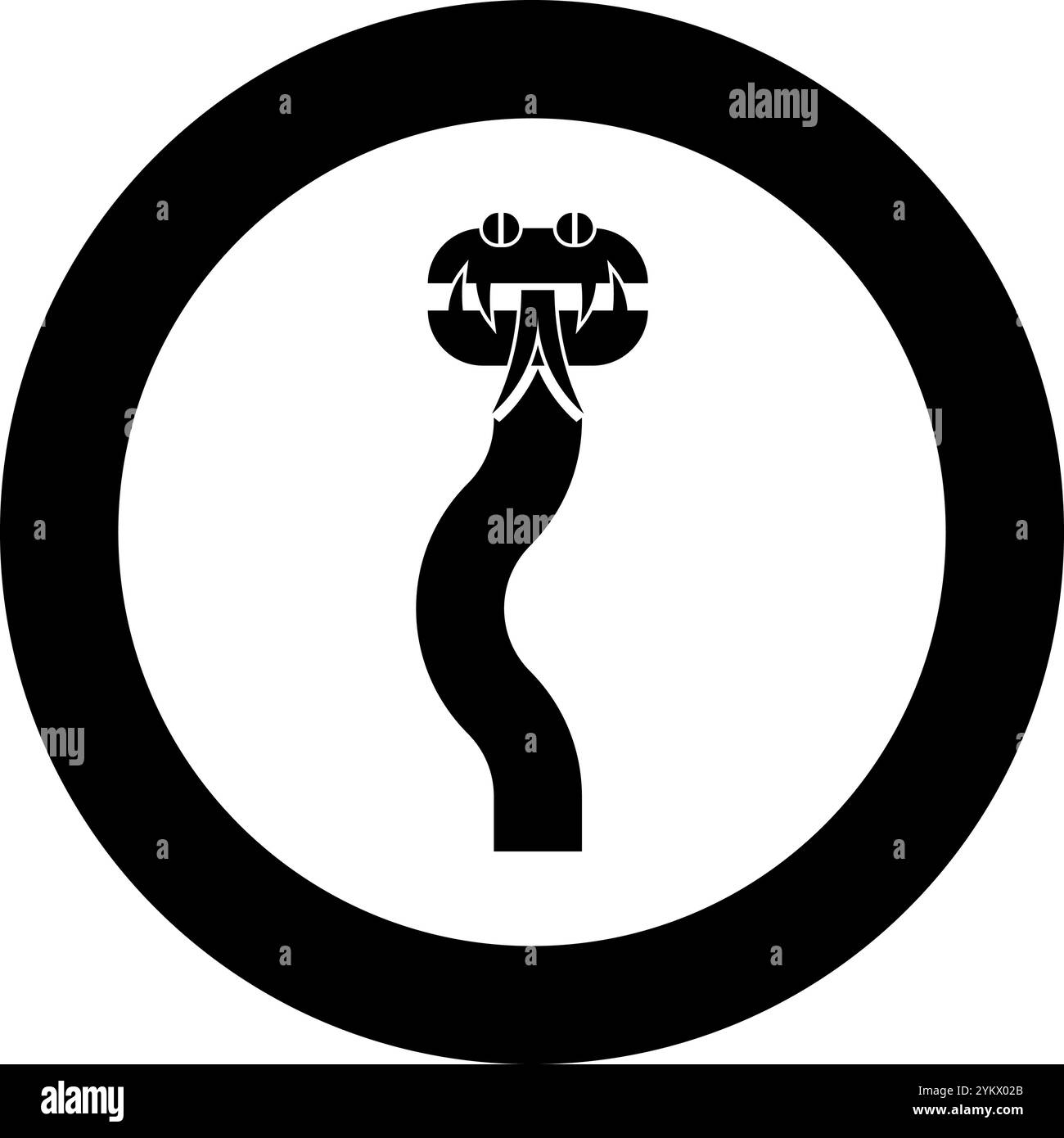 Snake silhouette icon in circle round black color vector illustration ...