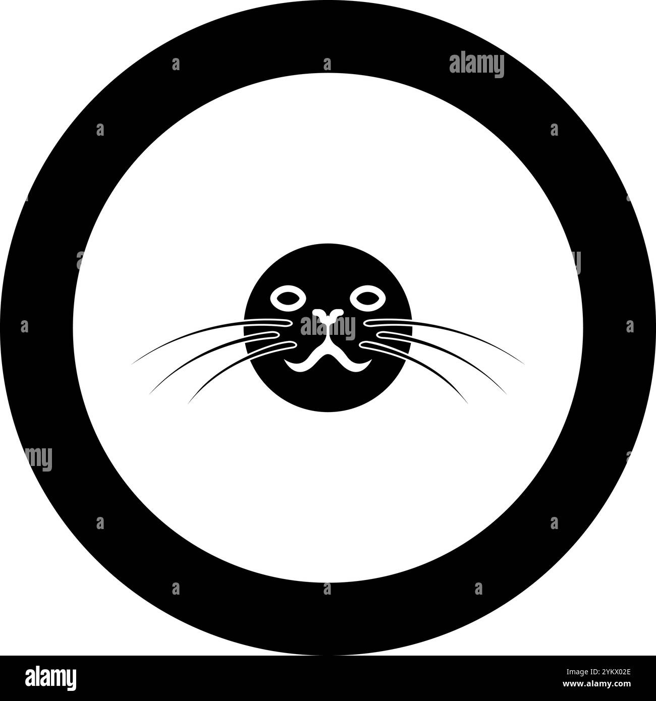 Head of seal icon in circle round black color vector illustration image ...