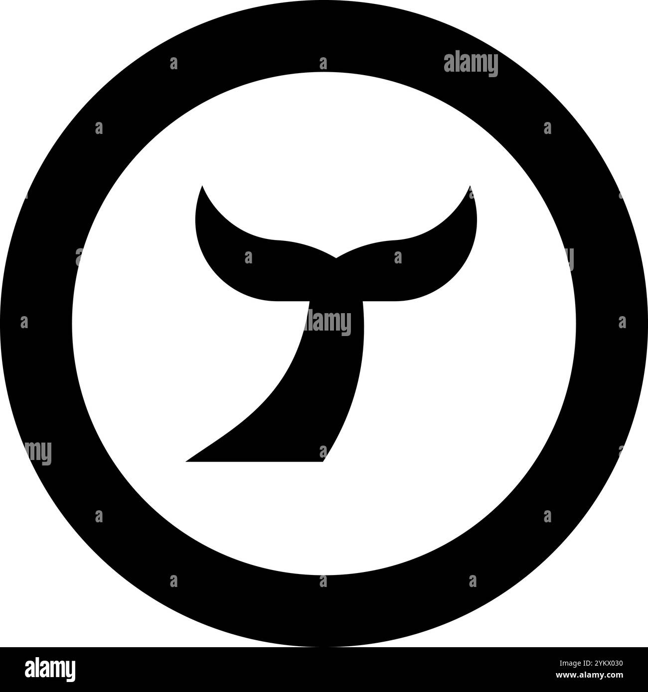 Tail of the fish icon in circle round black color vector illustration ...