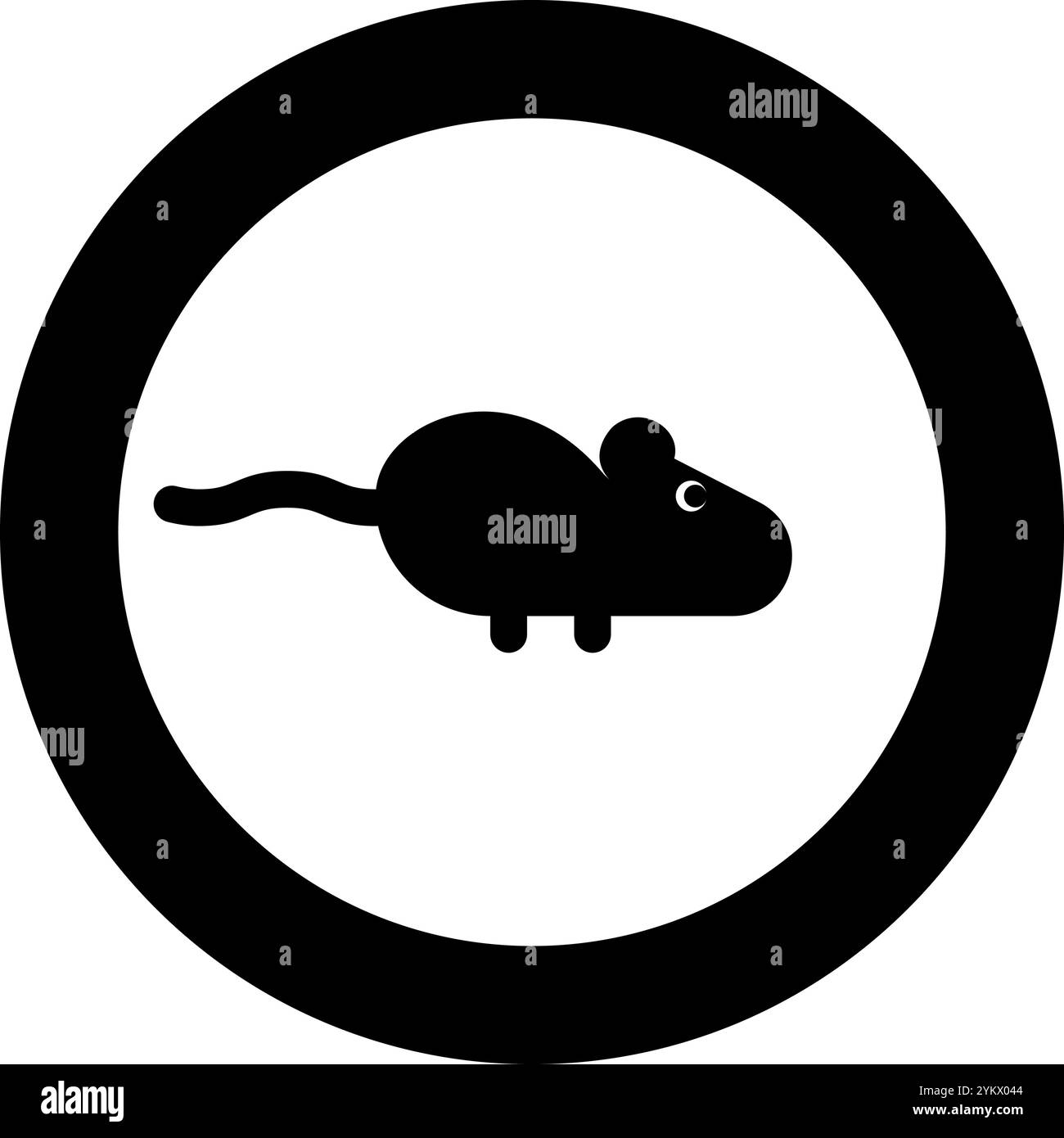 Mouse silhouette rodent icon in circle round black color vector ...