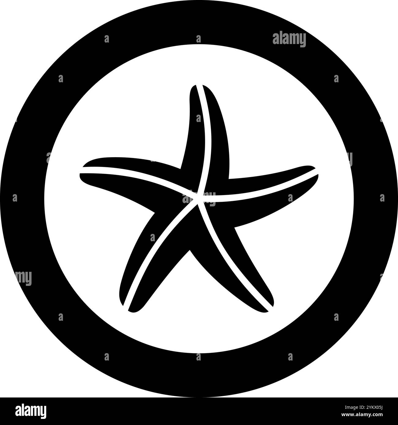Starfish sea star icon in circle round black color vector illustration ...