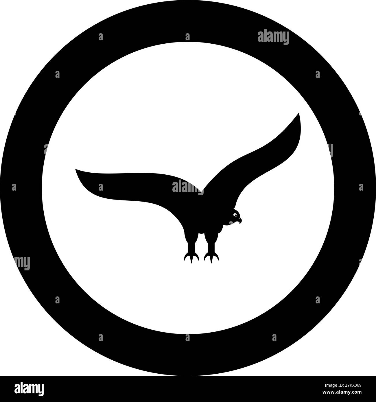 Eagle bald american bird silhouette icon in circle round black color ...