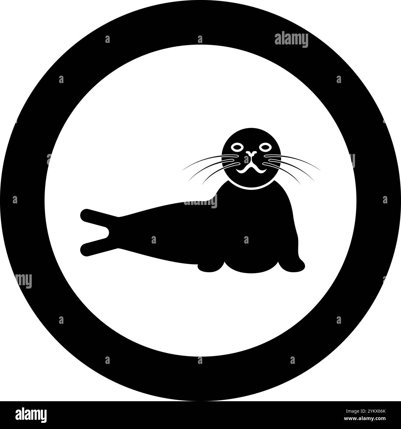 Seal lying icon in circle round black color vector illustration image ...