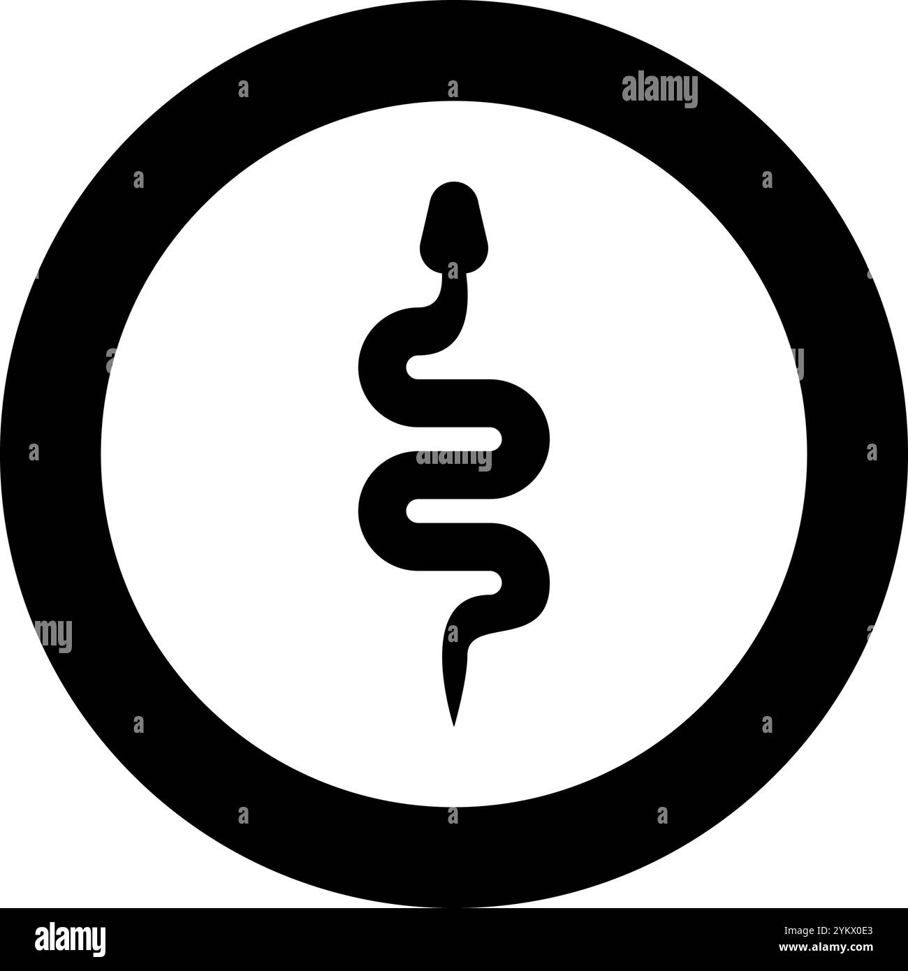 Snake silhouette icon in circle round black color vector illustration ...
