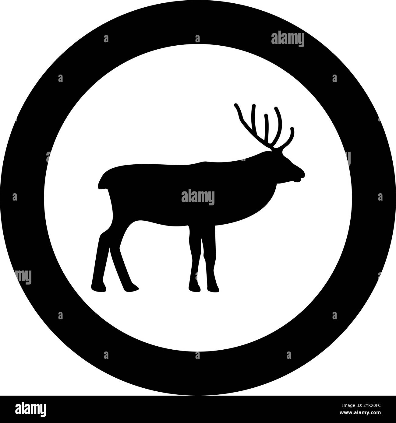 Deer stag icon in circle round black color vector illustration image ...
