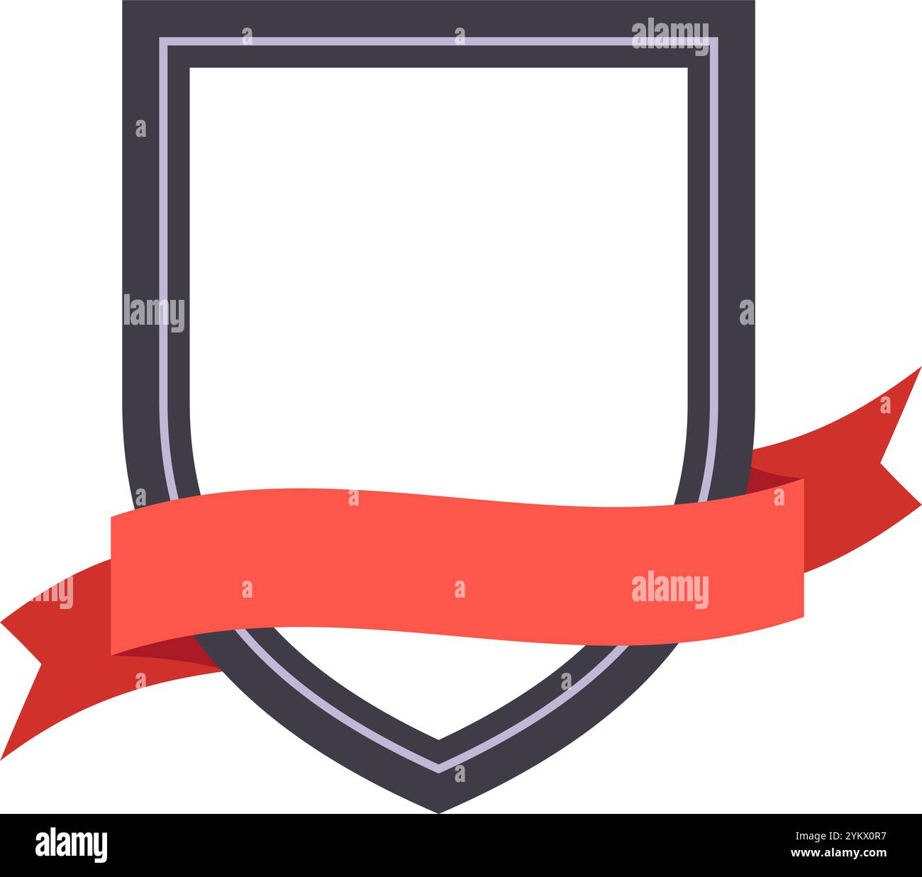 Empty shield with red ribbon banner wrapped around it, creating a ...