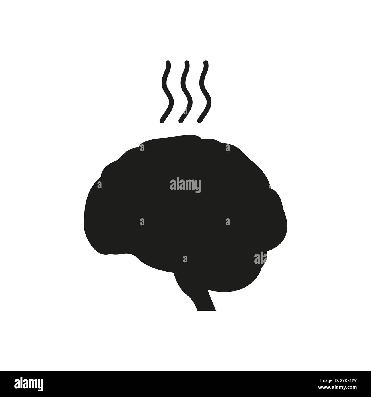 Burnout Brain Black Silhouette Icon. Mental Fatigue Sign. Hot Brain ...