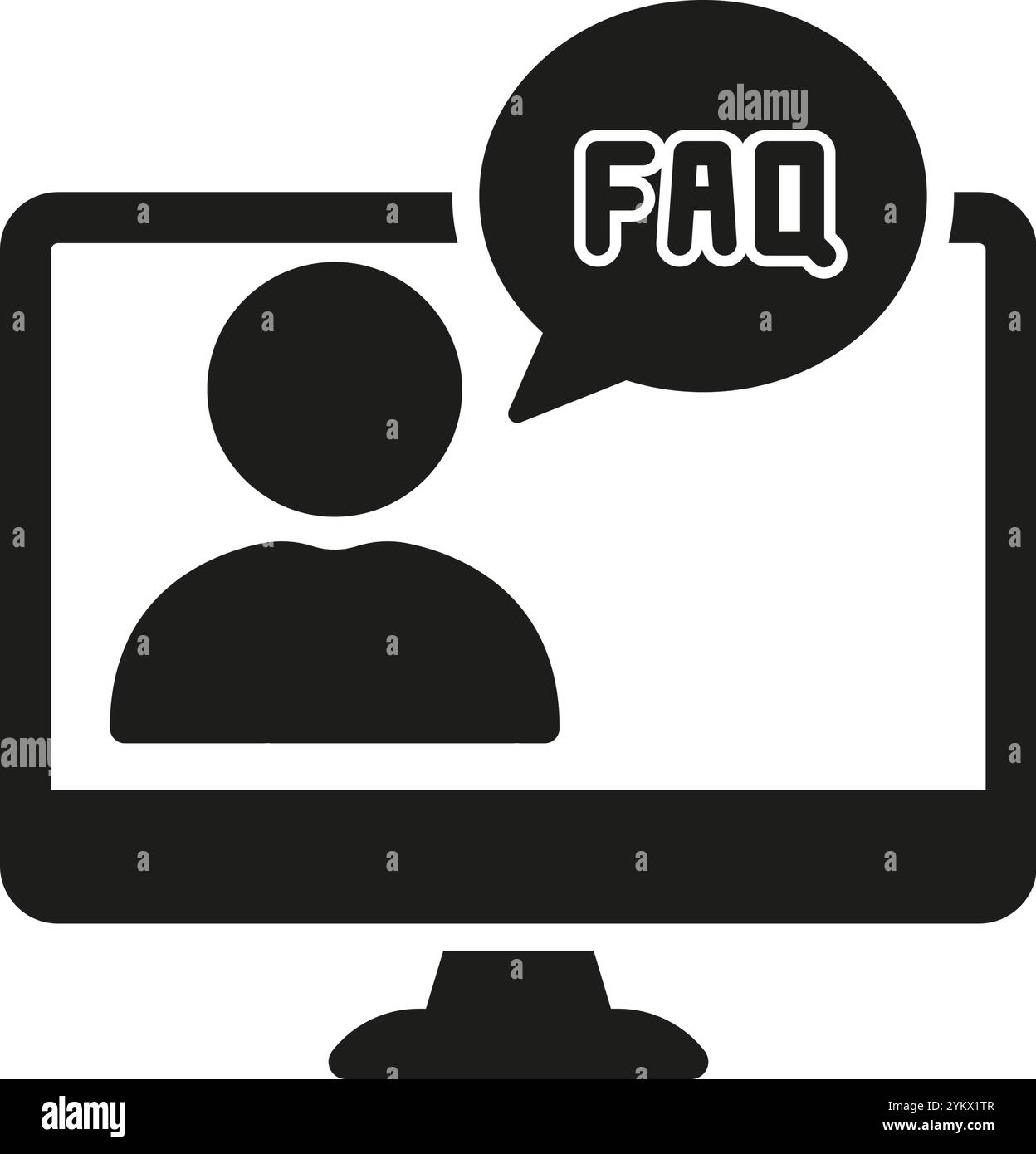 FAQ Sign In Speech Bubble on Desktop Computer Screen Silhouette Icon ...