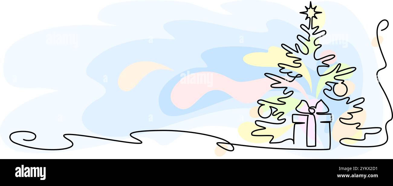 Christmas tree single continuous Cut Out Stock Images & Pictures - Alamy